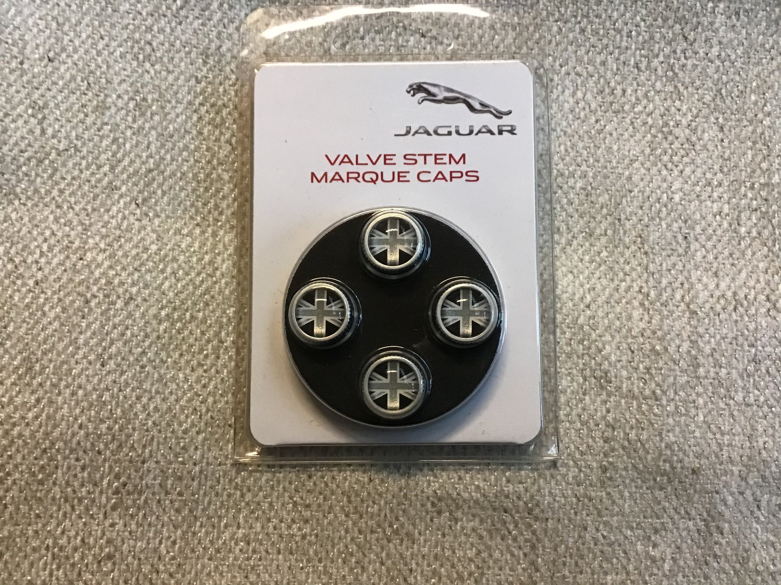Jaguar XJ F-type XE XF F-Pace Union Jack tyre valve cap set C2D19598 ...